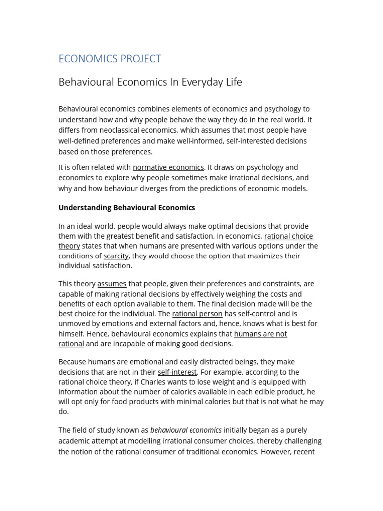 Behavioural Economics Project | PDF | Rationality | Heuristic