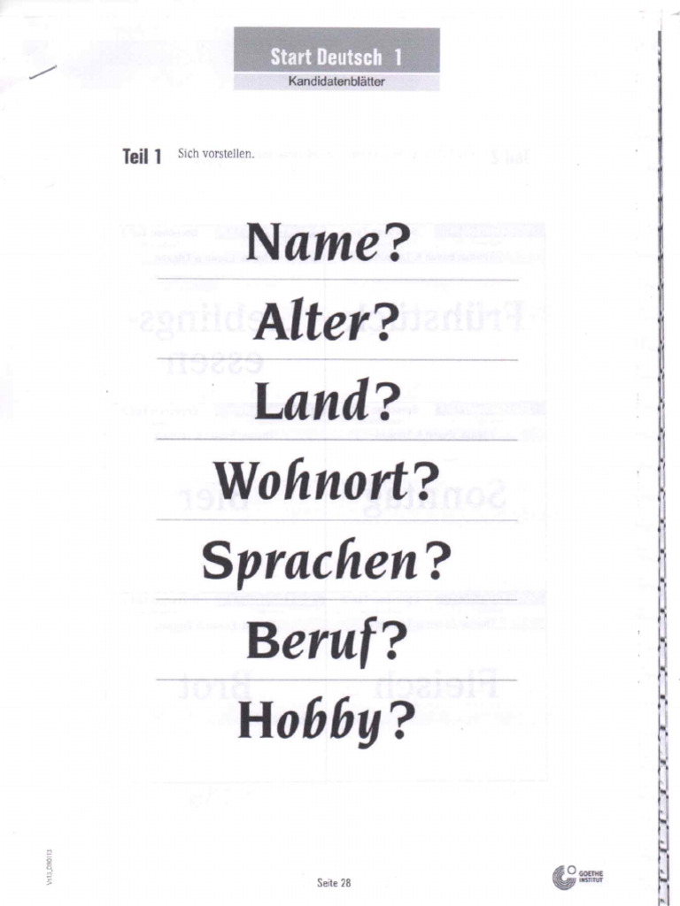 A1 Speaking Materials | PDF