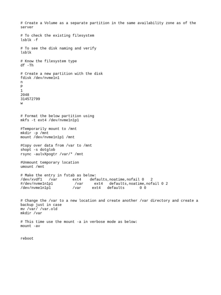 Var Partition Creation SOP 1 | PDF
