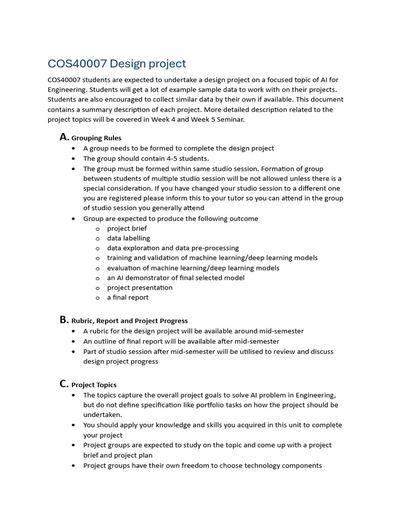 COS40007 AI Engineering Project Guide | PDF | Machine Learning ...