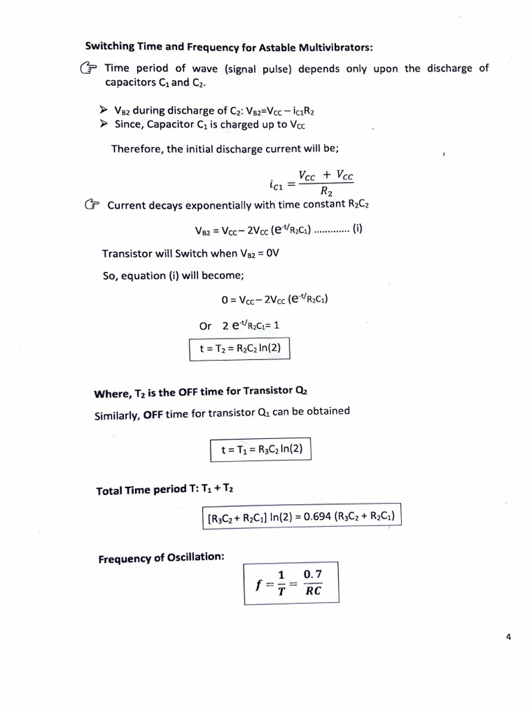 Astable Multivibrator Timing & Frequency | PDF