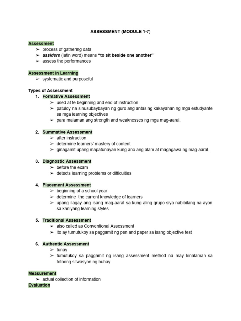 ASSESSMENT-REVIEWER | PDF | Educational Assessment | Learning