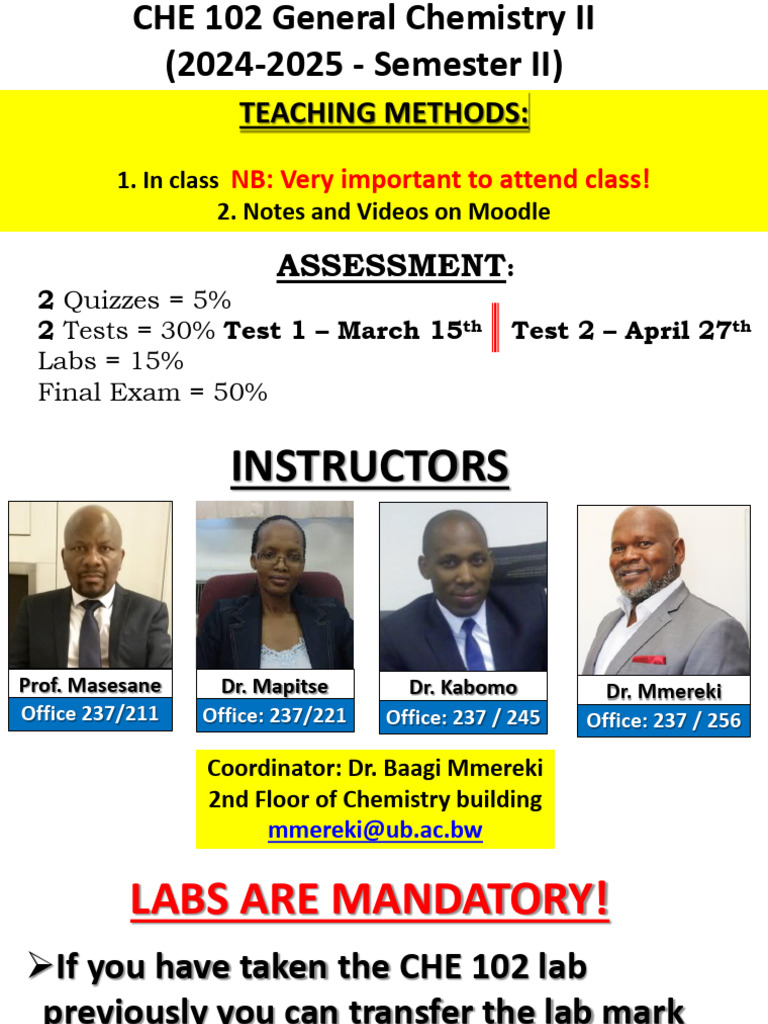 CHE 102 General Chemistry II Overview | PDF