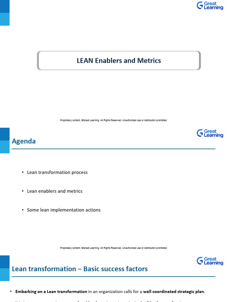 LEAN Enablers and Metrics | PDF | Performance Indicator | Lean Manufacturing