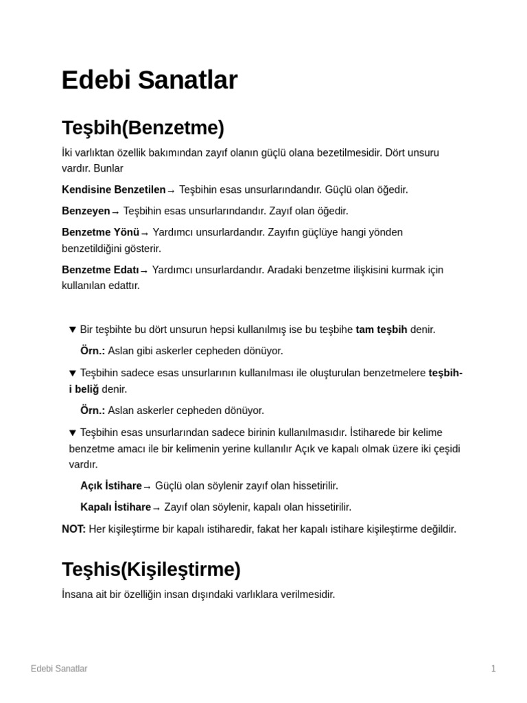 EDEBİ SANATLAR | PDF