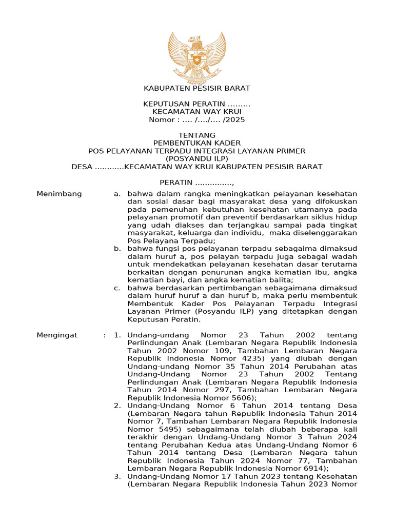 Contoh SK - Kader Posyandu ILP | PDF