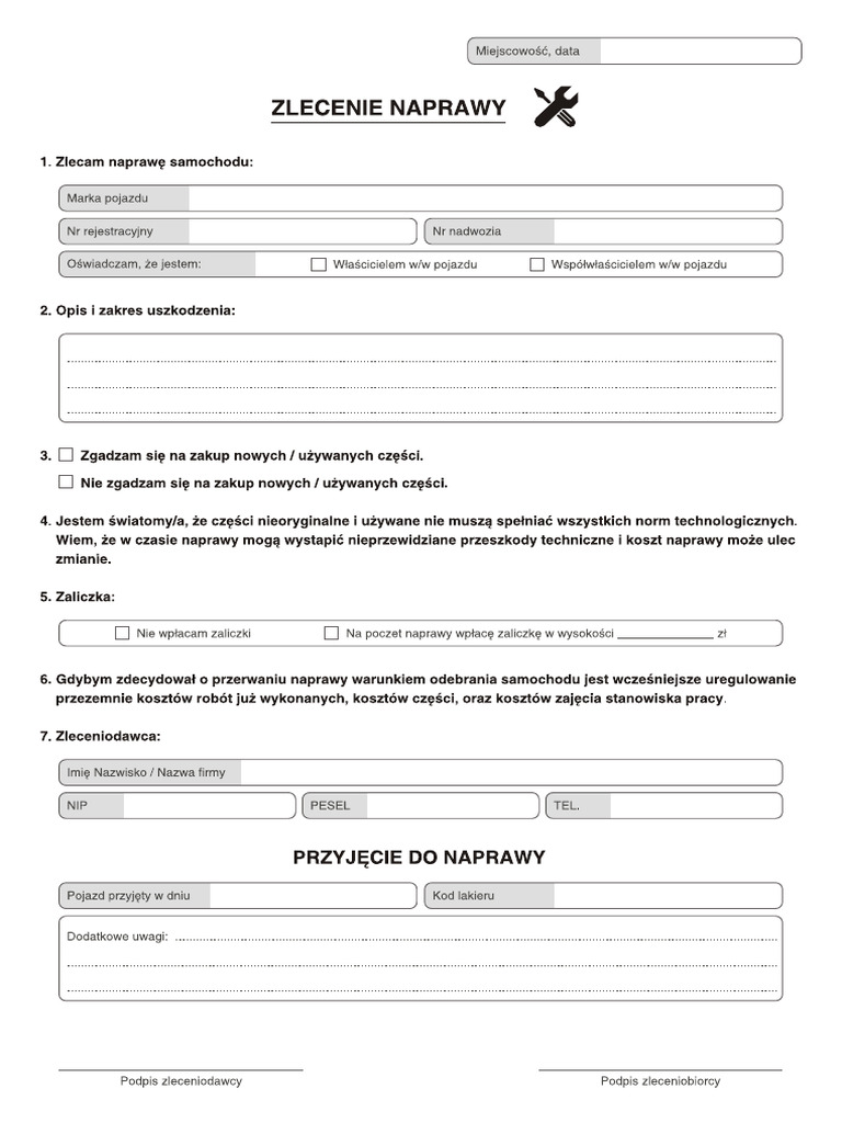 Zlecenie Naprawy | PDF