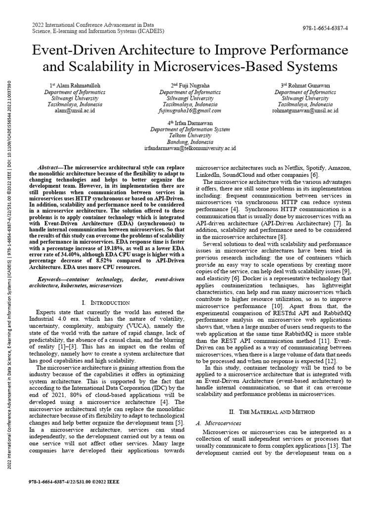 Event-Driven Architecture To Improve Performance and Scalability in Microservices-Based Systems ...
