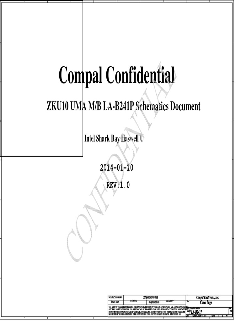 HP Compaq 210 G1 Compal ZKU10 LA-B241P Rev 1.0 Schematic Diagram | PDF | Computer Hardware ...