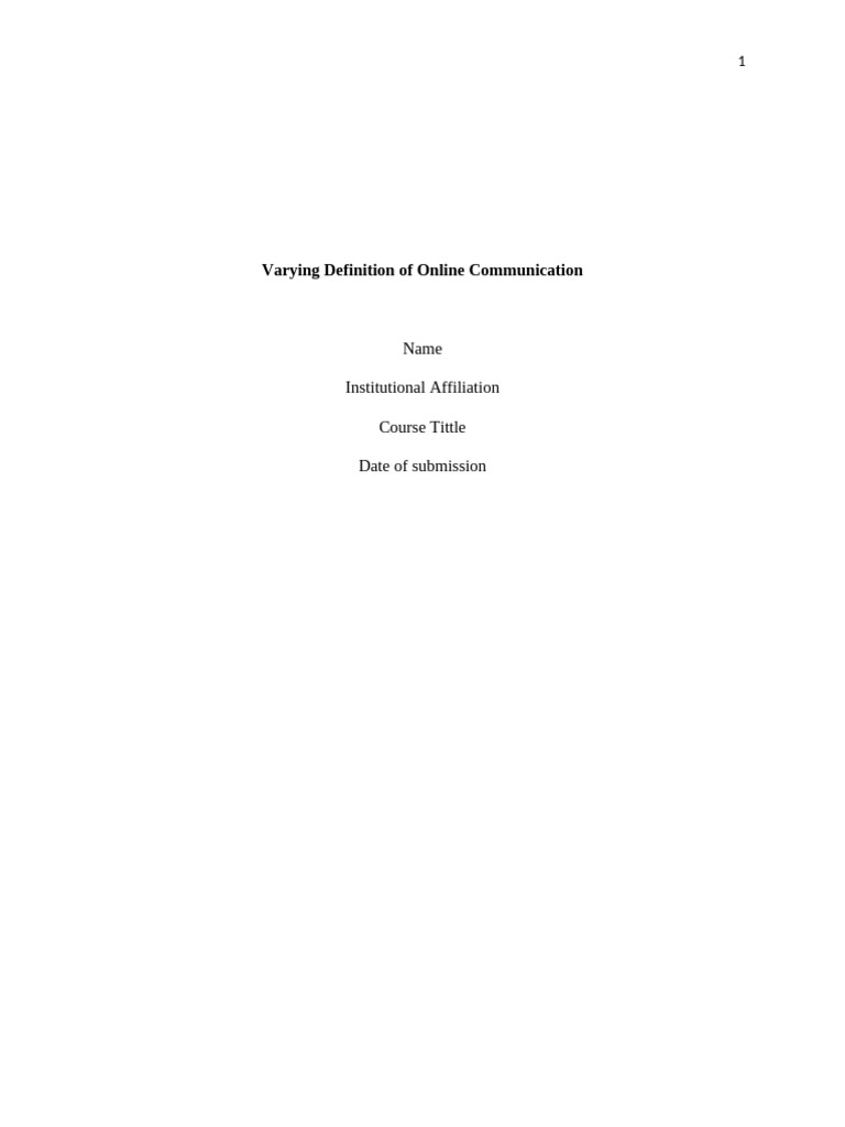 Varying Definition of Online Communication | PDF | Computer Mediated ...