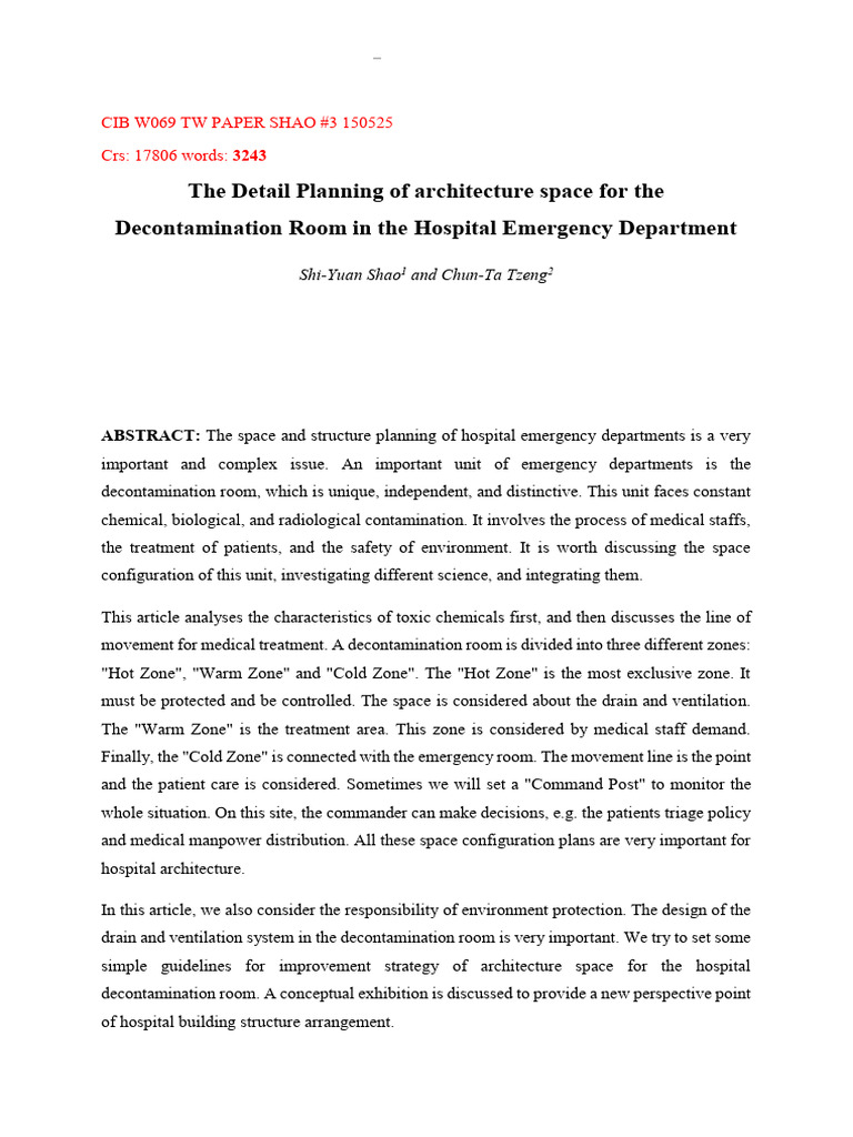 Hospital Decontamination Room Design | PDF | Emergency Department ...