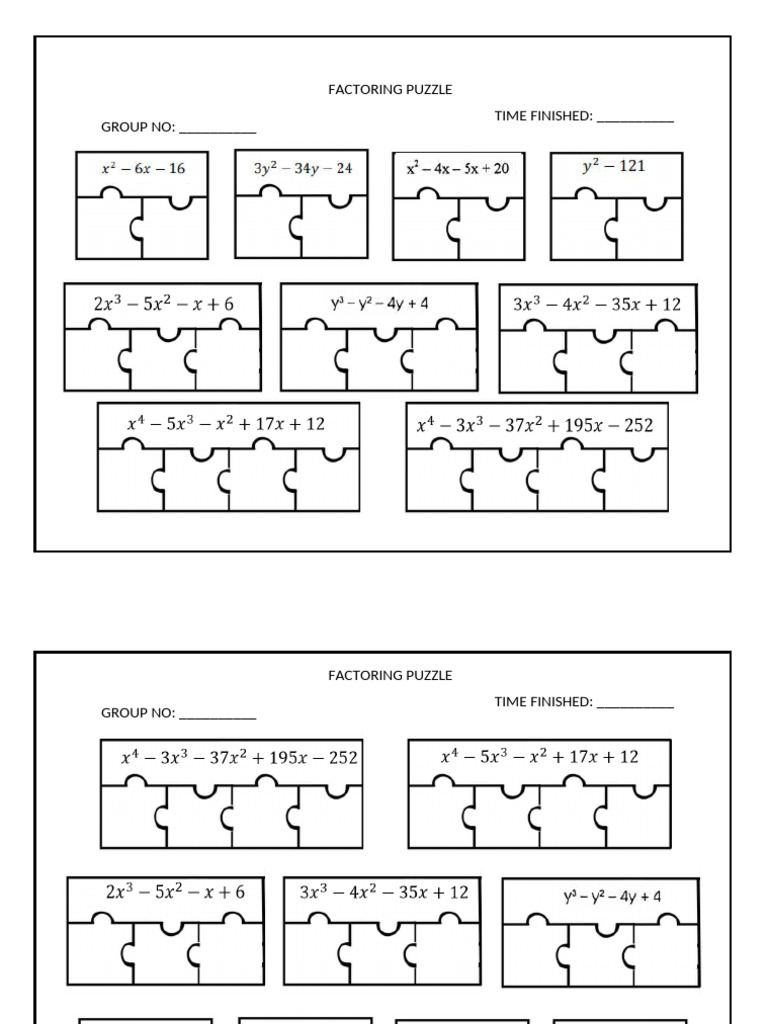 Factoring Puzzle | PDF