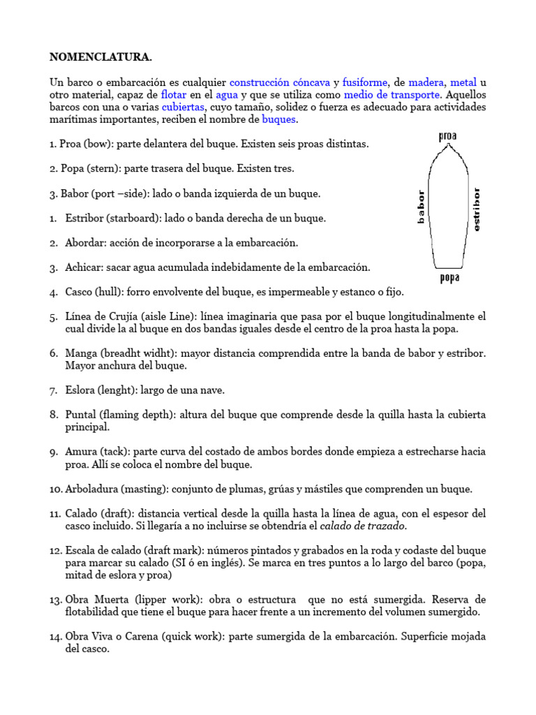 Nomenclatura de toria de buque | PDF | Buques | Popa