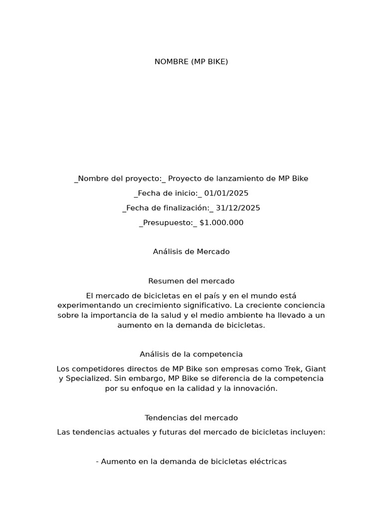 MP BIKE (proyecto) | PDF | Logística | Marketing