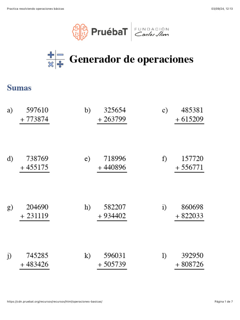 Practica Resolviendo Operaciones Básicas | PDF