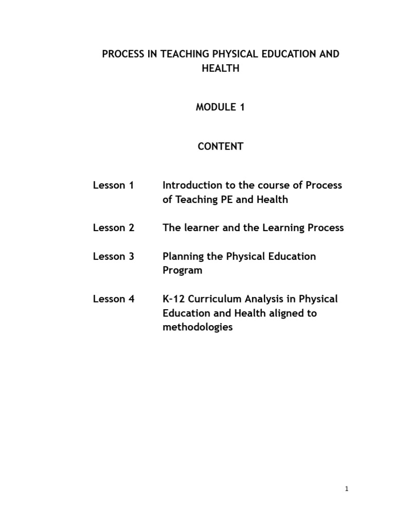 Lesson 1 Module 1 Bepe 108 | PDF | Physical Education | Learning