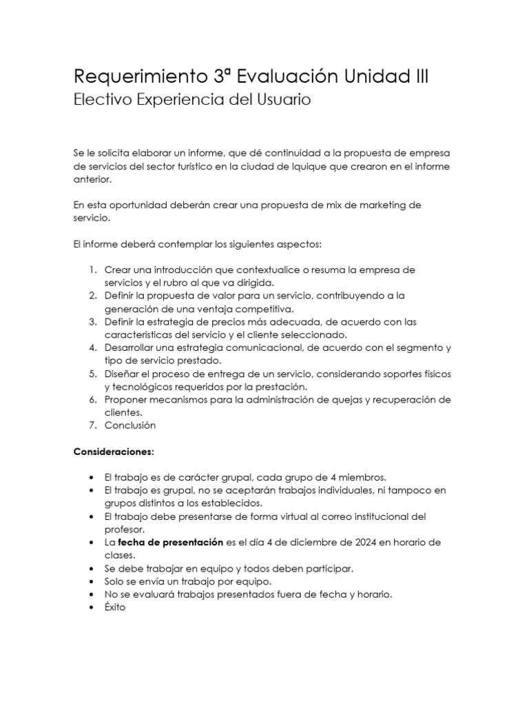 Requerimiento 3a y 4a Evaluación - Electivo Experiencia del Usuario | PDF