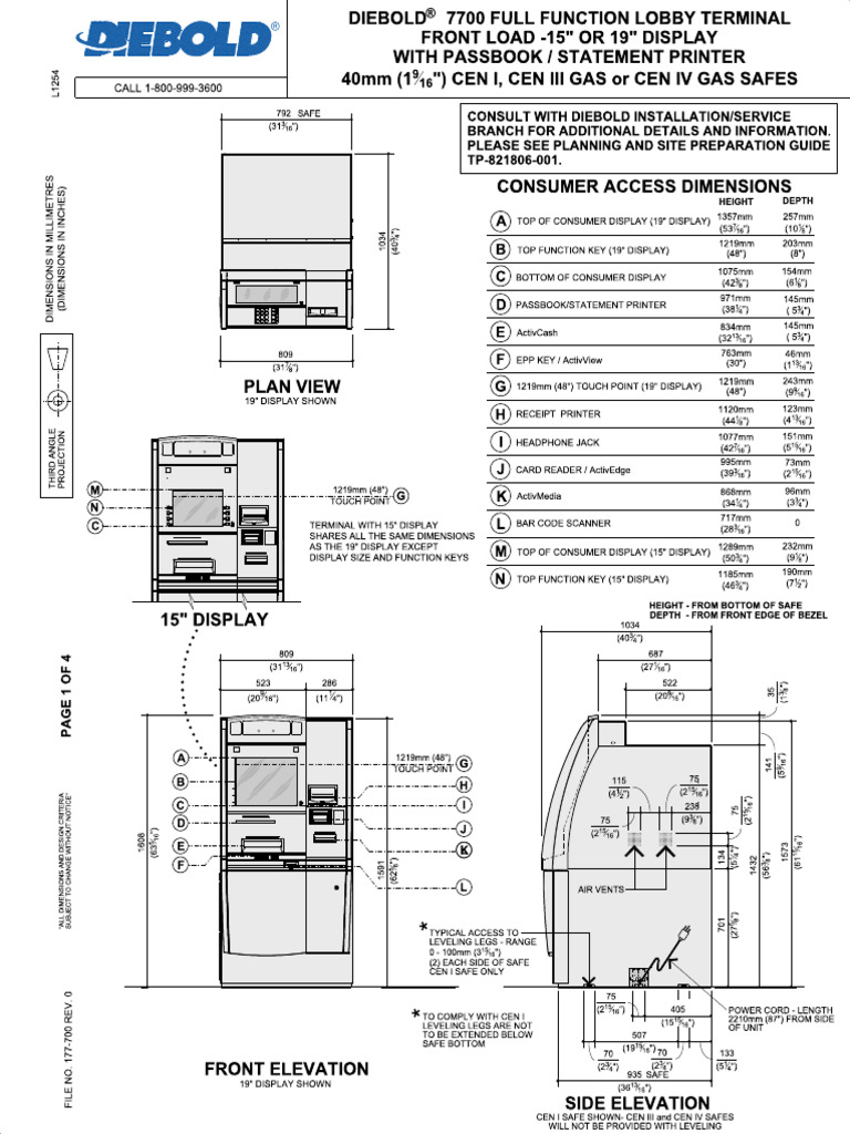 Diebold 7700 FL W Passbook CEN 177 700r00 | PDF | Alternating Current ...
