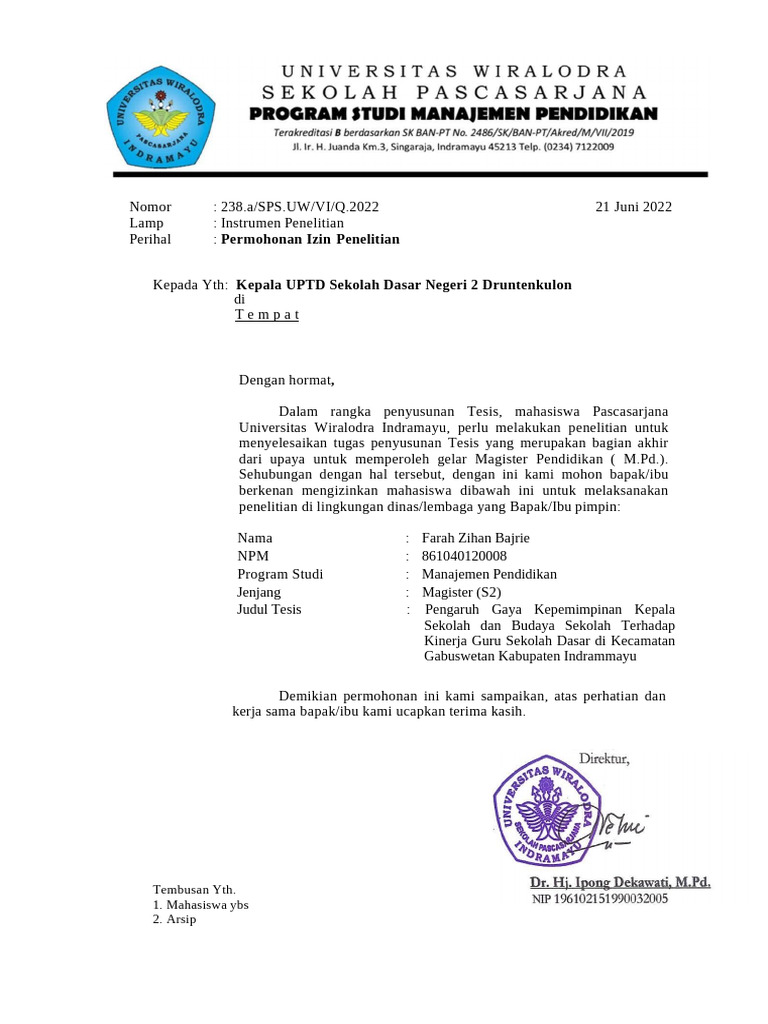 Surat Izin Penelitian | PDF