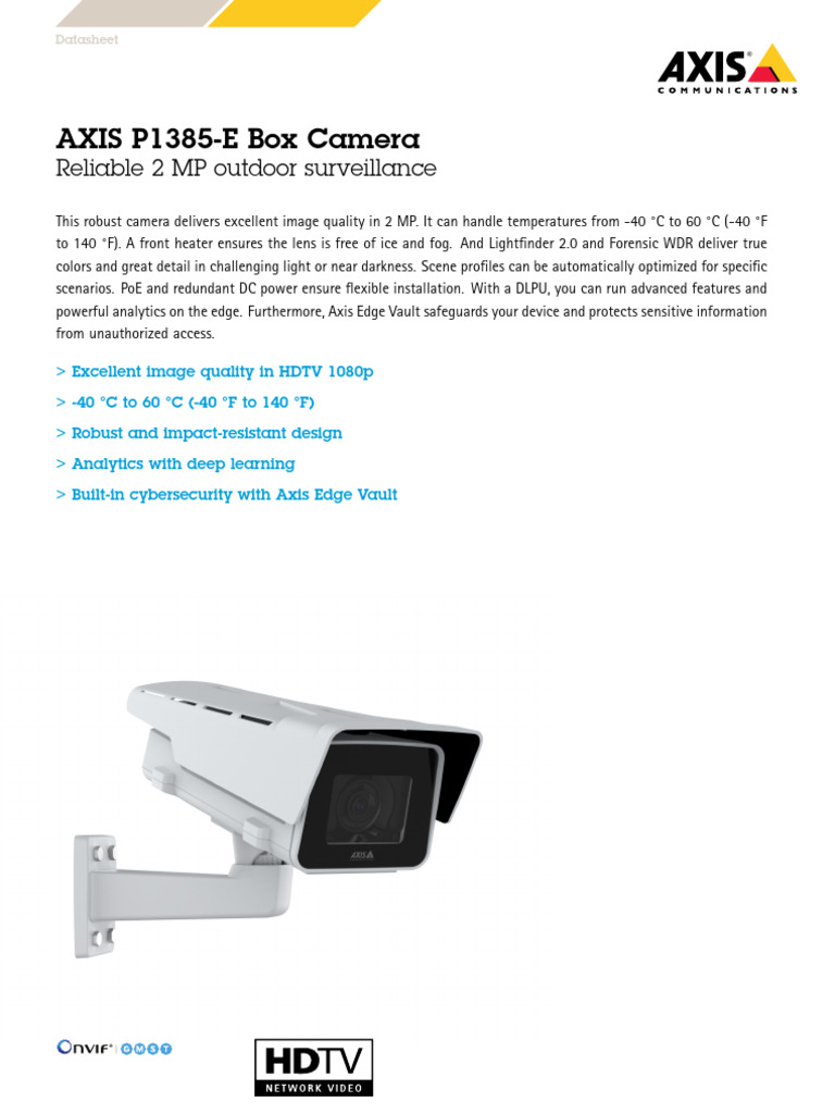 Datasheet Axis p1385 e Box Camera en US 455220 | PDF | Pixel | Image ...