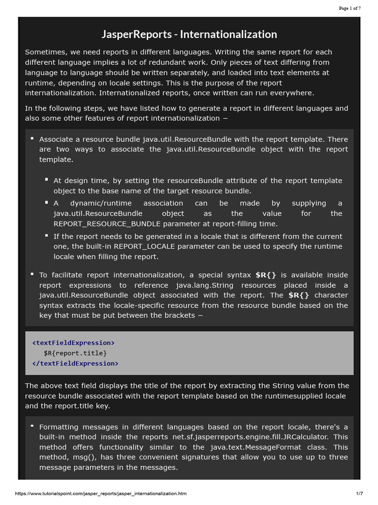 JasperReports - Internationalization | PDF | Parameter (Computer Programming) | Java ...