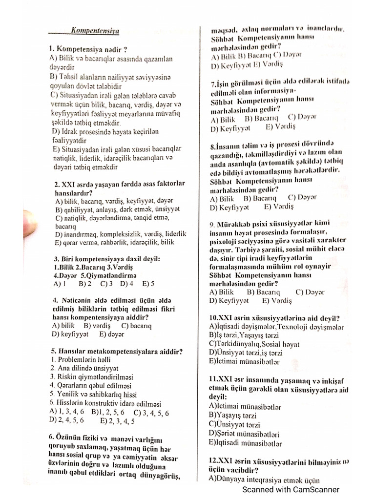 Kompetensiya-1 Mövzu | PDF