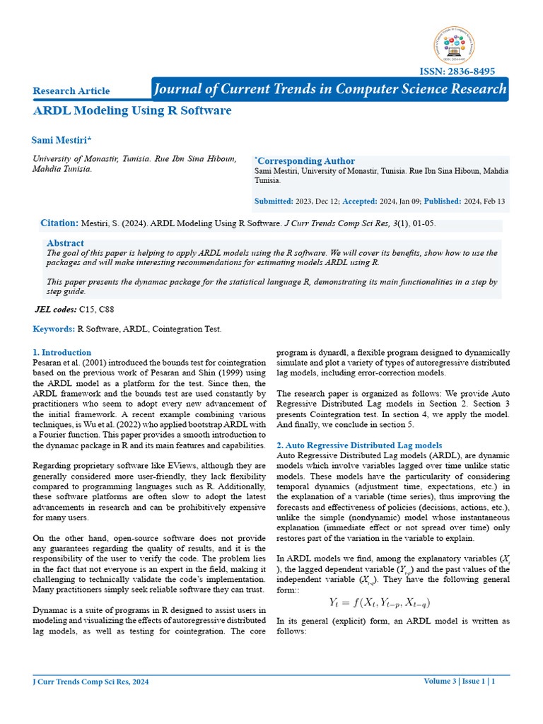Ardl Modeling Using R Software | PDF | Akaike Information Criterion ...