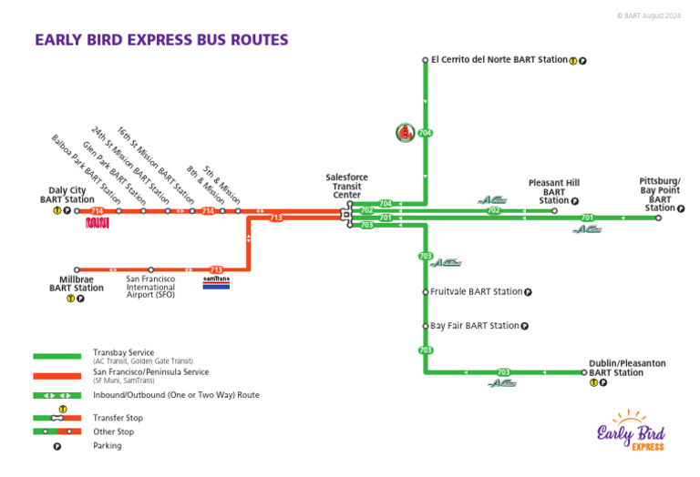 BART Map and Early Bird Express 2024 | PDF | Bay Area Rapid Transit ...
