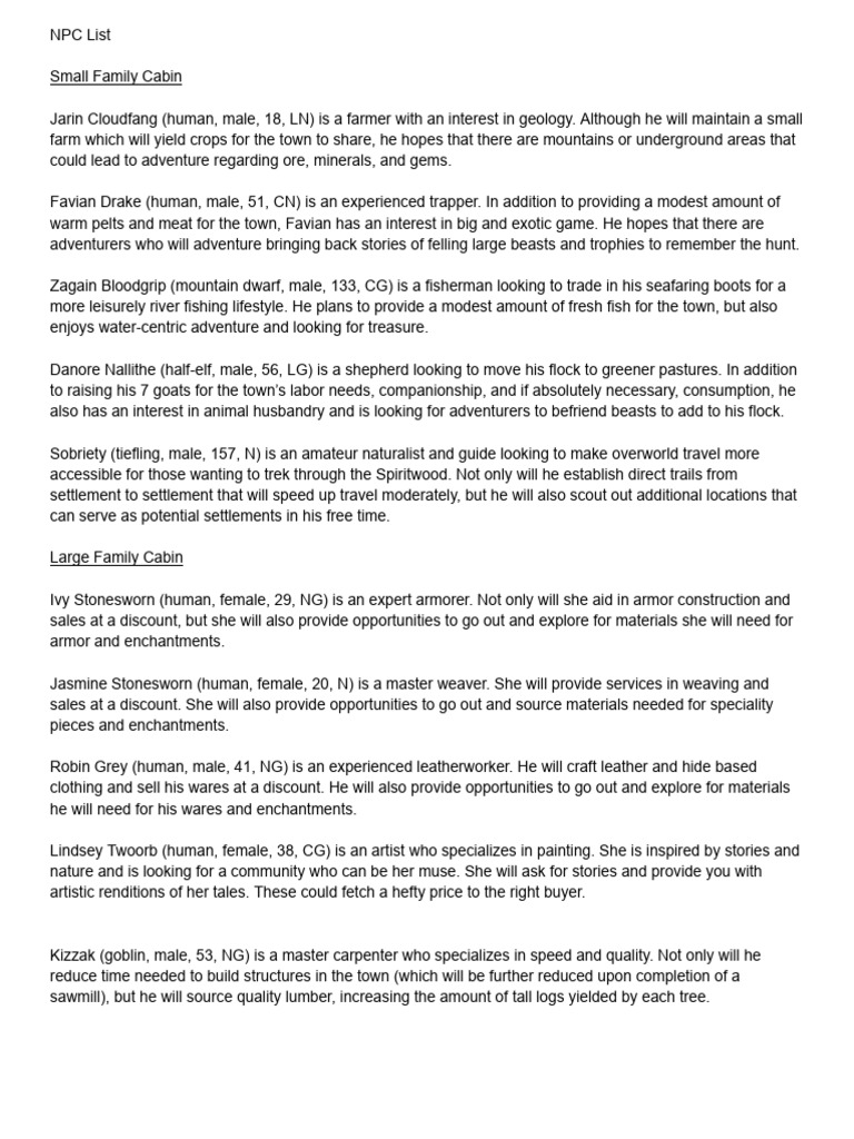 NPC List | PDF