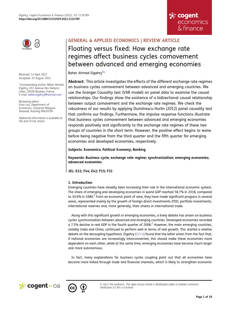 Floating Versus Fixed How Exchange Rate Regimes Affect Business Cycles ...