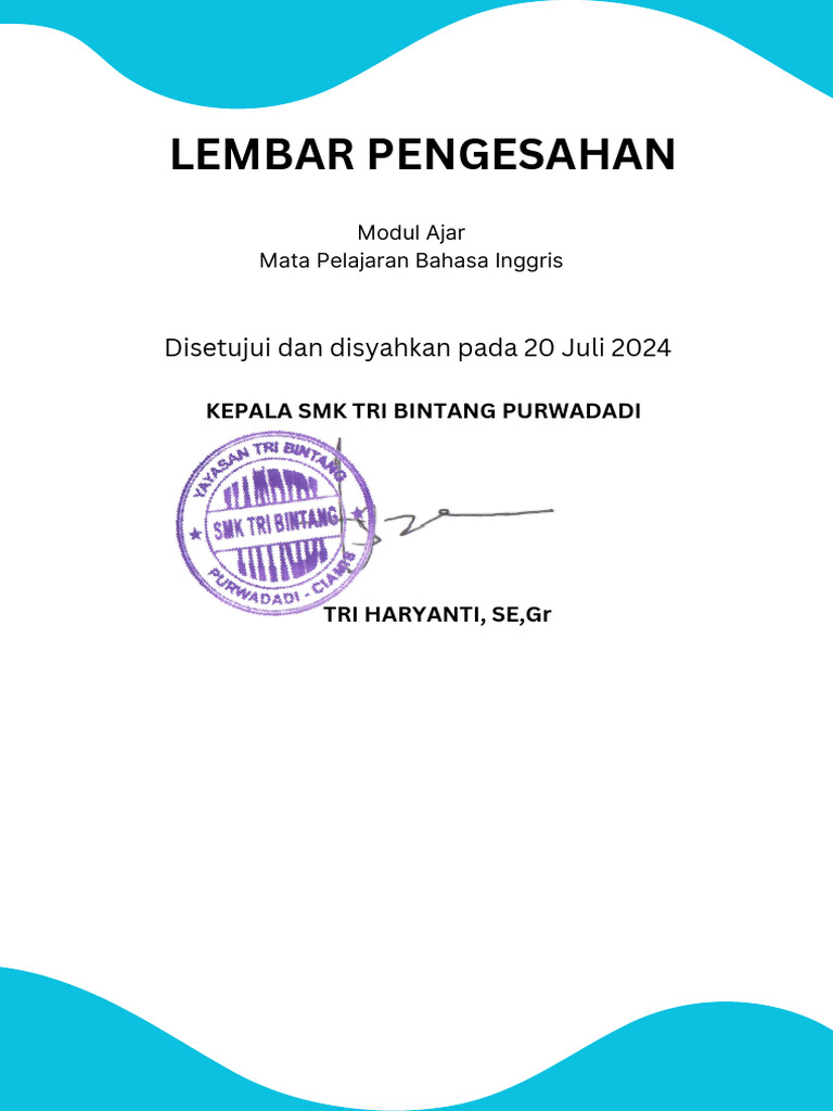 Lembear Pengesahan Modul Ajar | PDF