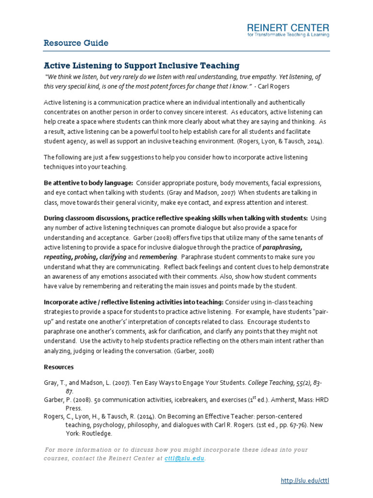 Active Listening | PDF | Behavioural Sciences | Human Communication