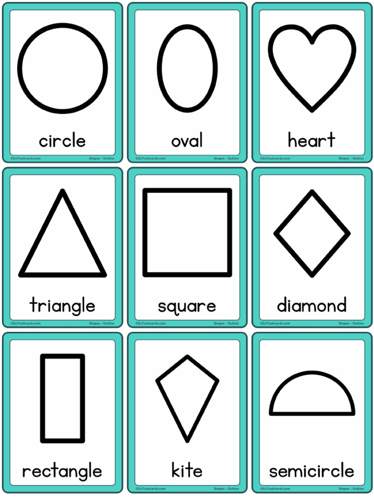 Shapes Outline Small Flashcards With Labels | PDF
