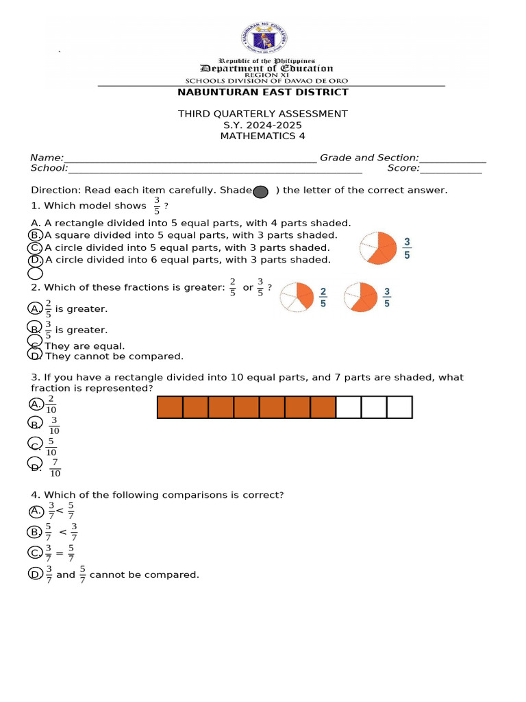 Grade 4 Math Assessment | PDF | Mathematics