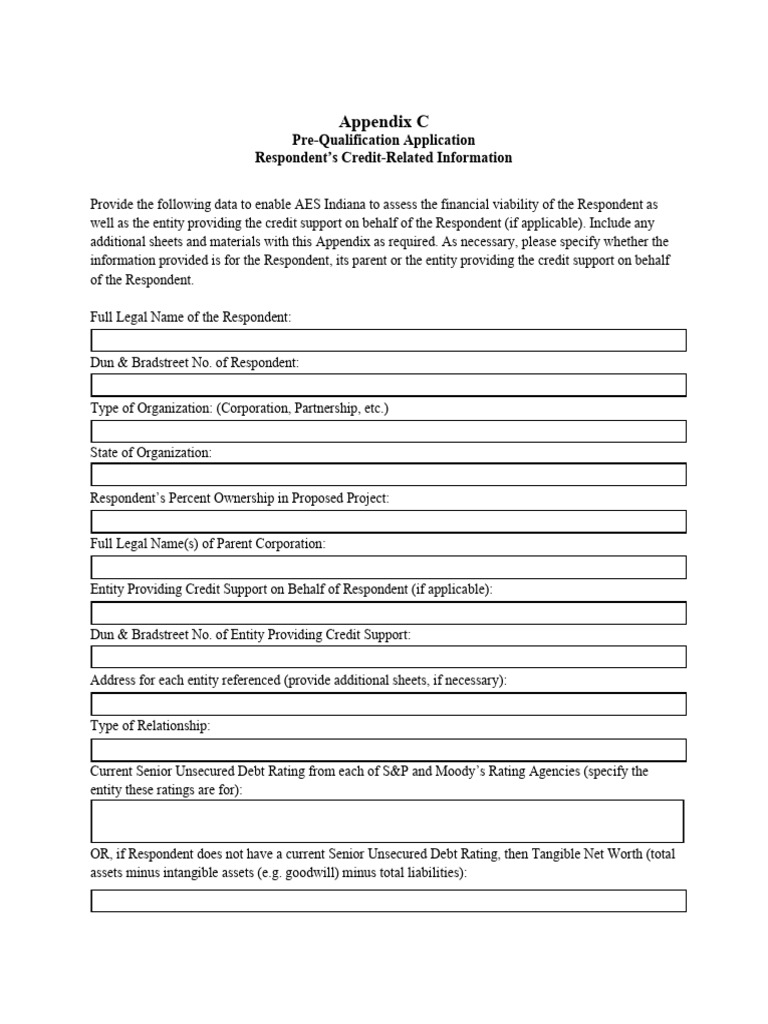 Appendix C Pre-Qualification Application | PDF