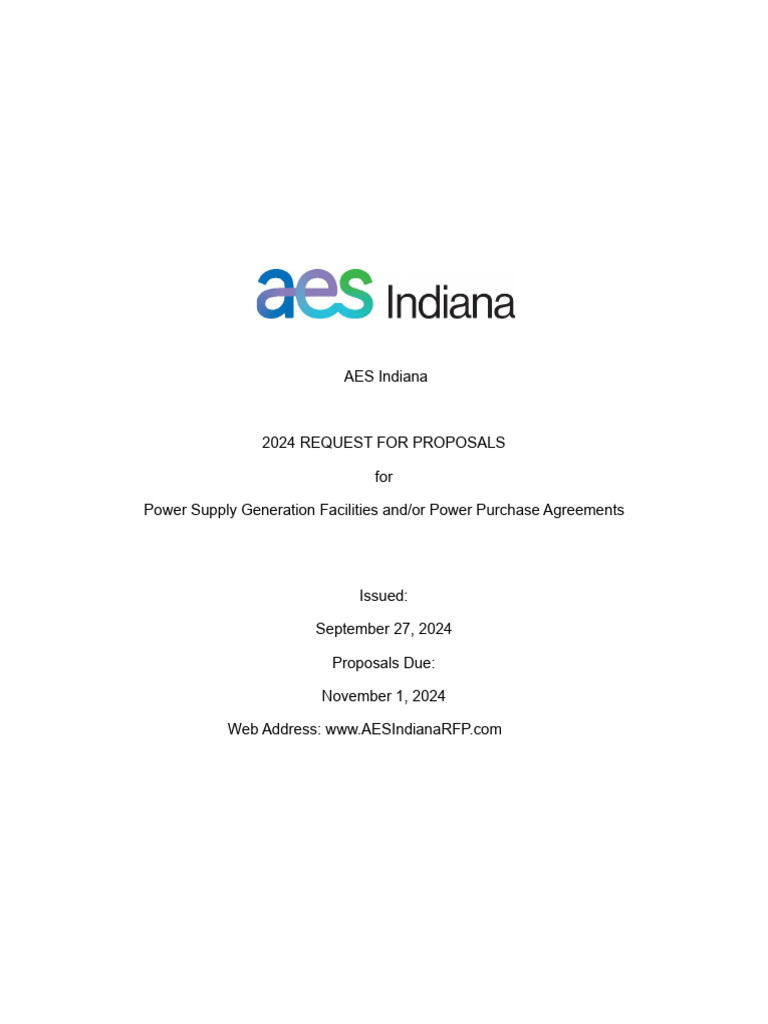 AES Indiana 2024 Power Supply RFP Guide | PDF | Mergers And Acquisitions