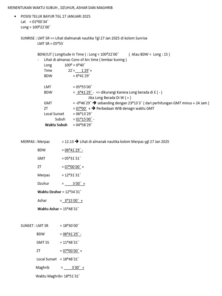 Cara Menentukan Waktu Subuh, Dzuhur Dan Maghrib | PDF