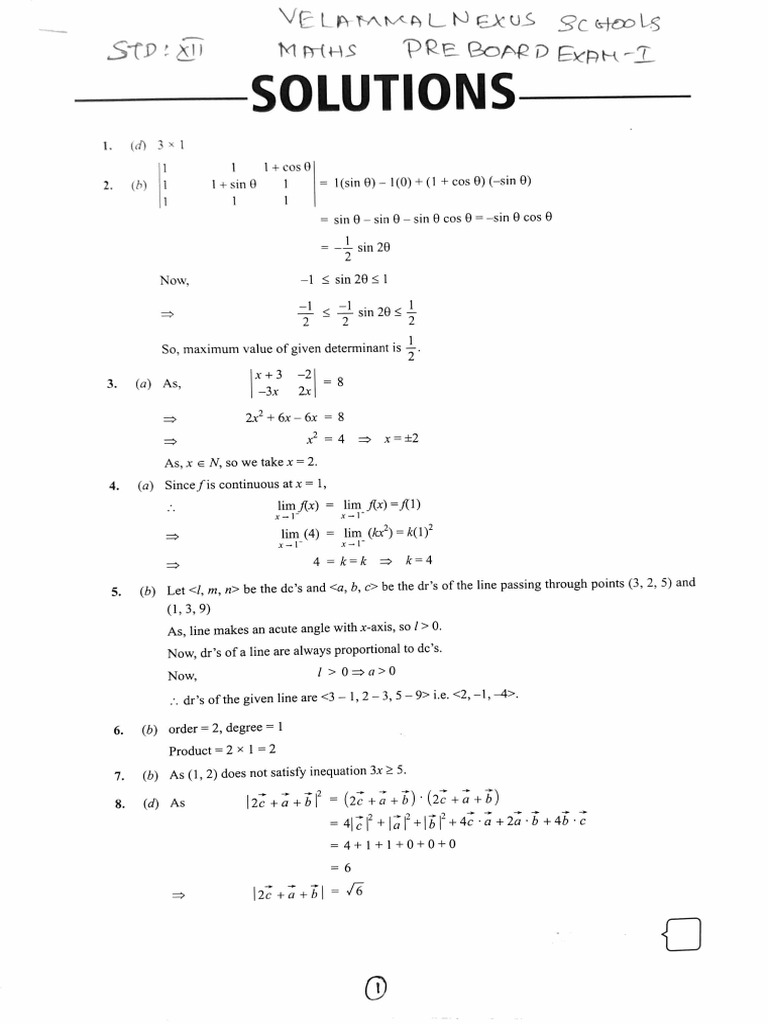 Class 12 Maths Pre Board Exam - 1ak | PDF