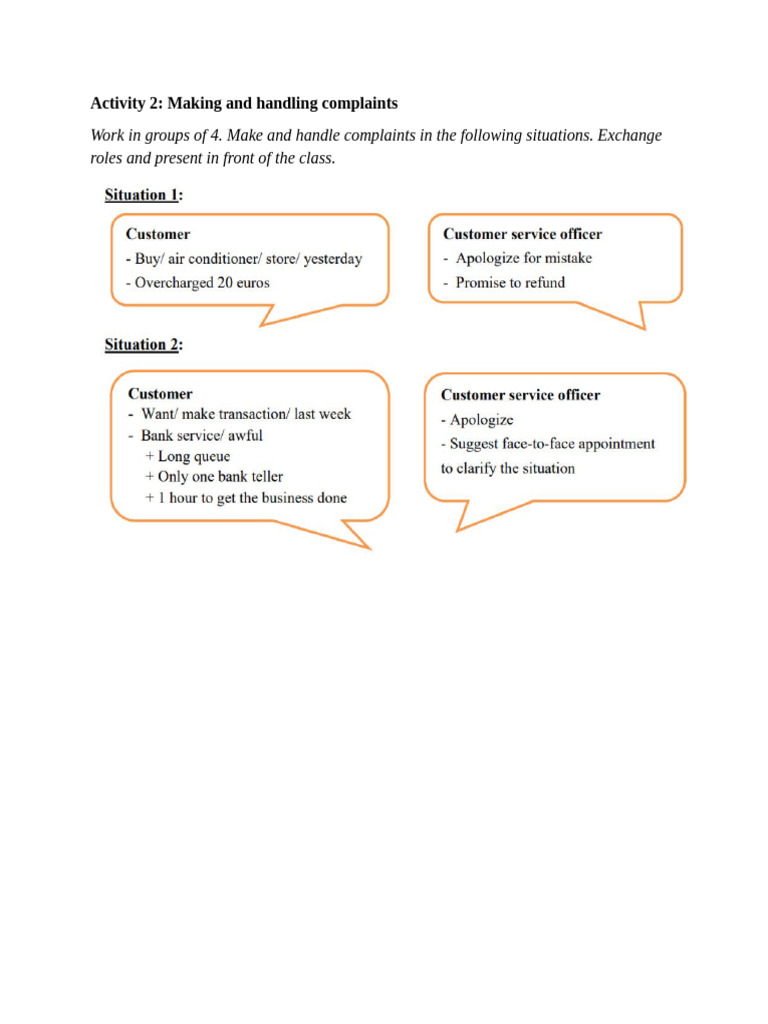 Handling Complaints in Group Activities | PDF