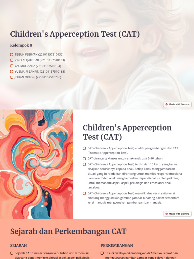 Childrens Apperception Test CAT | PDF