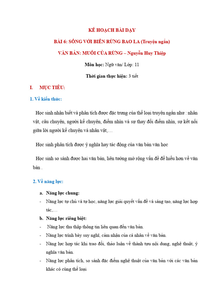 KHBD Muối Của Rừng | PDF