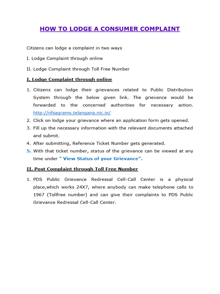Lodge Consumer Complaints Easily | PDF