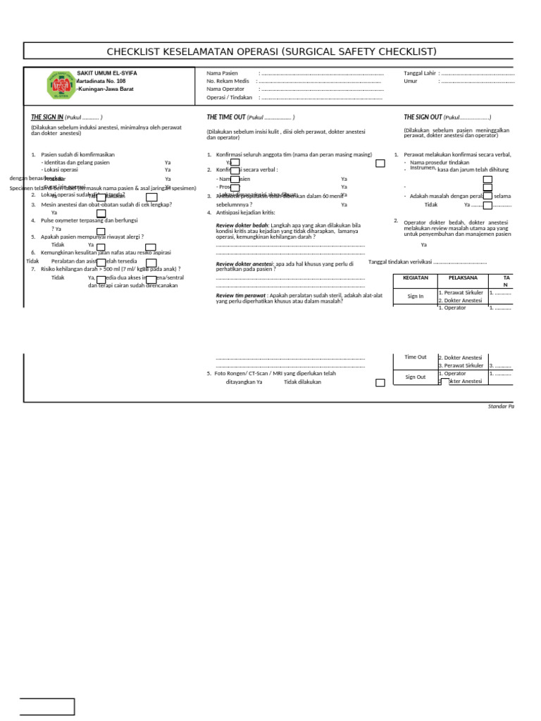 Form CheckList Keselamatan Operasi | PDF