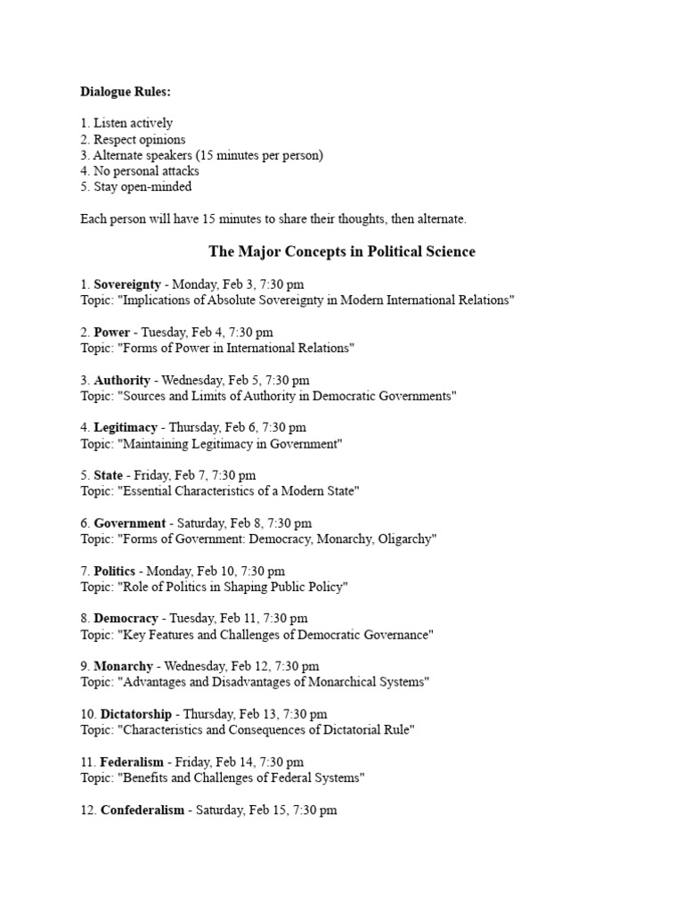 Intellectual Dialogue Schedule | PDF | Democracy | Political Ideologies