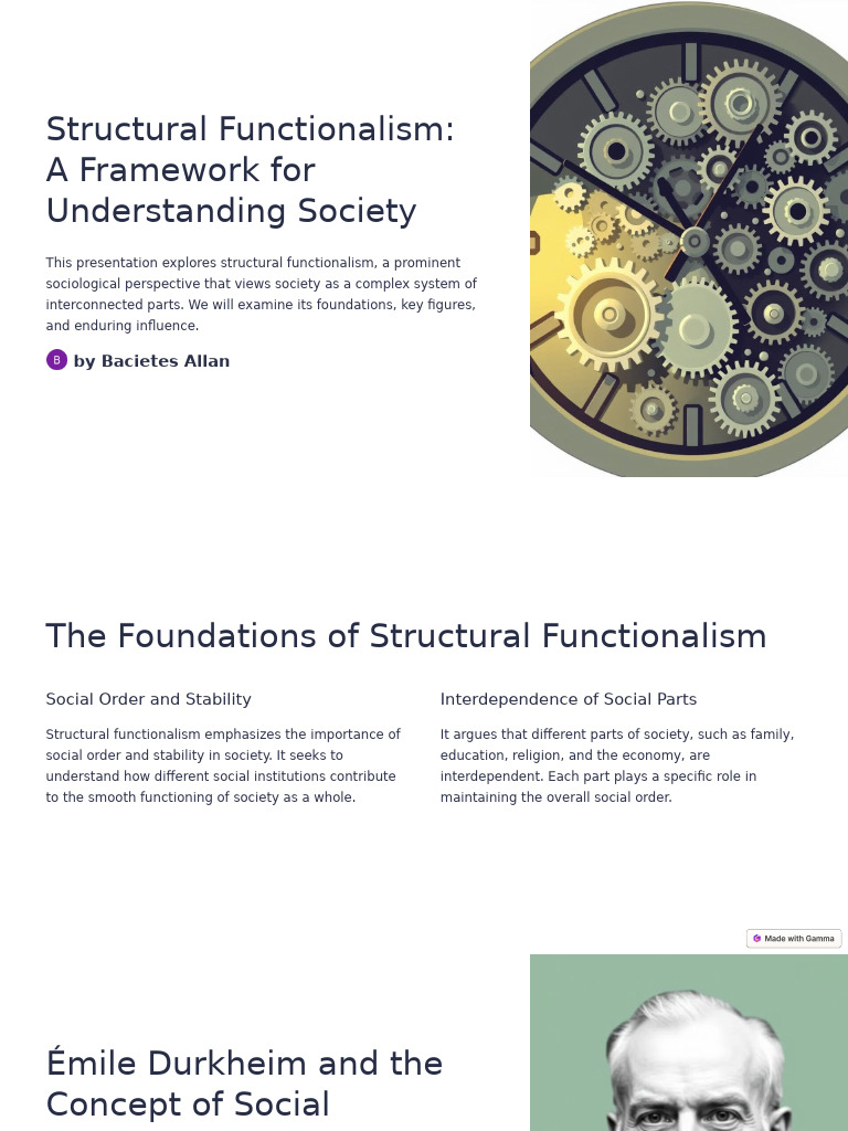 Structural Functionalism a Framework for Understanding Society | PDF ...