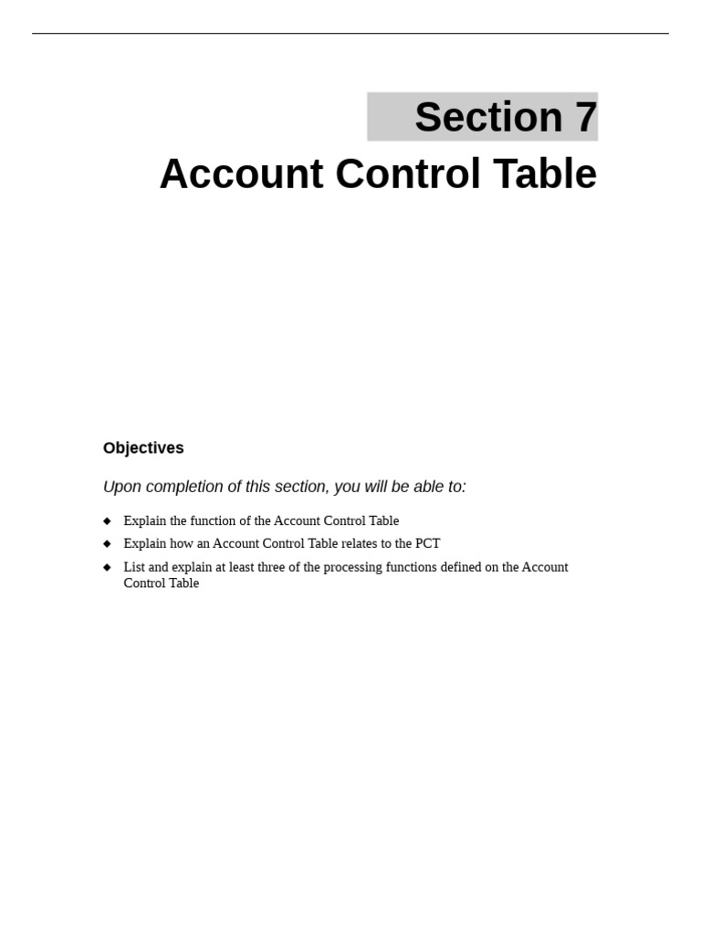Account Control Table Overview | PDF | Interest | Fee