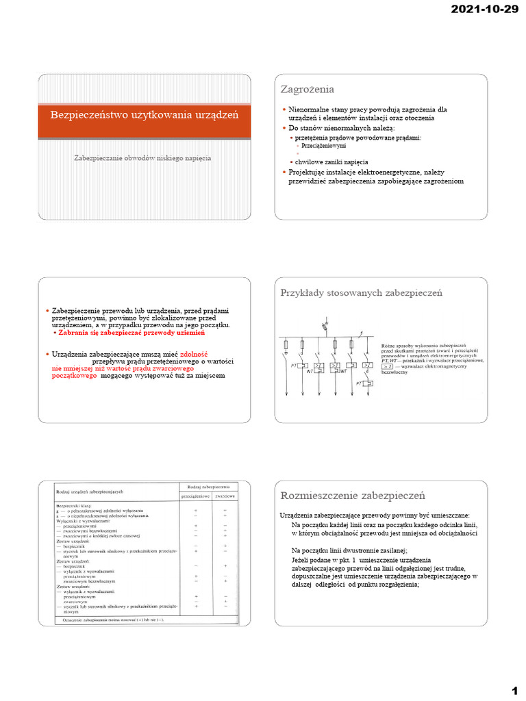 Wyklad 8 Instalacje 5 Zabezpieczenia | PDF
