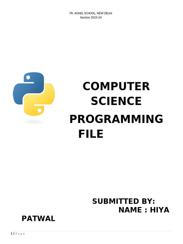 CS Practical File Hiya FINALLL | PDF | String (Computer Science) | Text File