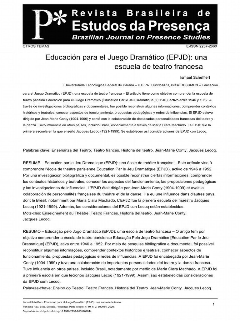 EPJD: Historia del Teatro Francés | PDF | Francia | Pedagogía