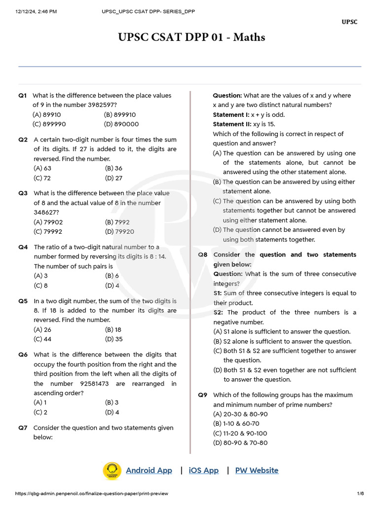 Maths _ DPP 01 | PDF | Numbers | Prime Number